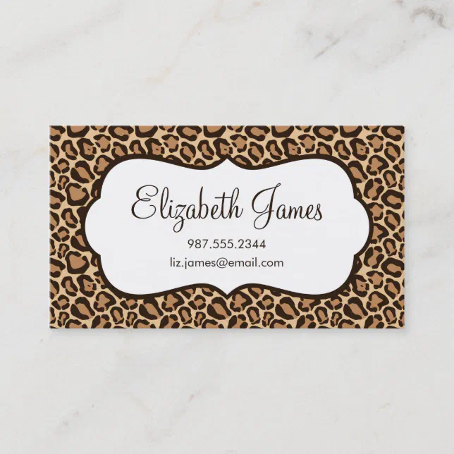 Girly Leopard Print Business Card | Zazzle