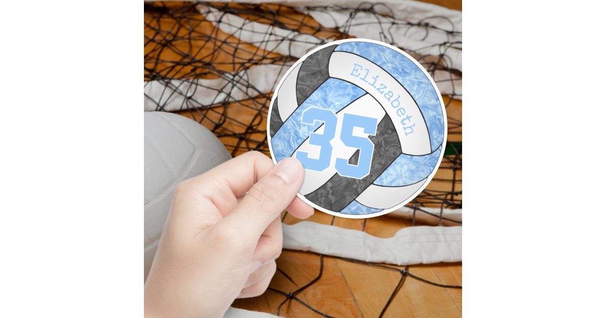 girly light blue black volleyball team colors sticker | Zazzle