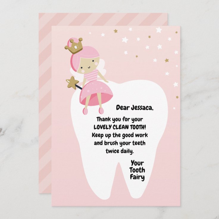Girly Lost First Tooth Card. Tooth Fairy Visit. Holiday Card | Zazzle