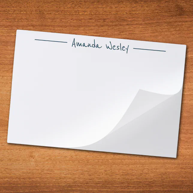 Girly Minimalist Navy Blue Monogram Full Name Paper Pad | Zazzle