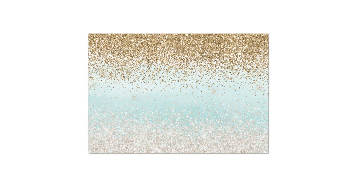 Girly Mint Watercolor Ombre Gold Glitzy Glitter Tissue Paper | Zazzle