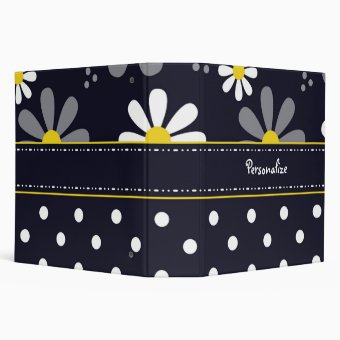 Girly Mod Daisies and Polka Dots With Name Binder | Zazzle