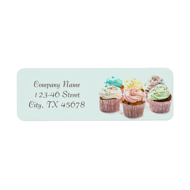 girly modern elegant bakery colorful cupcake label | Zazzle