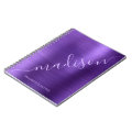 Girly Modern Purple Metallic Monogram Signature Notebook | Zazzle