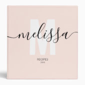 Girly Monogram Calligraphy Blush Pink 3 Ring Binder | Zazzle