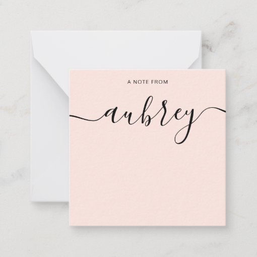 Girly Monogram Calligraphy Blush Pink Note Card | Zazzle