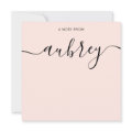 Girly Monogram Calligraphy Blush Pink Note Card | Zazzle