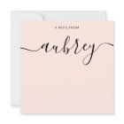 Girly Monogram Calligraphy Blush Pink Note Card | Zazzle