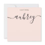 Girly Monogram Calligraphy Blush Pink Note Card | Zazzle