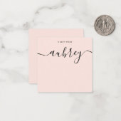 Girly Monogram Calligraphy Blush Pink Note Card | Zazzle