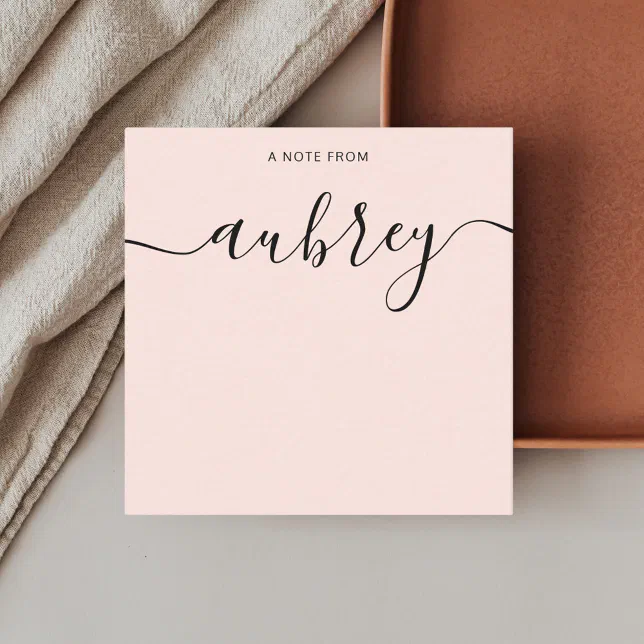 Girly Monogram Calligraphy Blush Pink Note Card | Zazzle