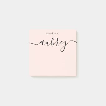 Girly Monogram Calligraphy Blush Pink Post-it Notes | Zazzle
