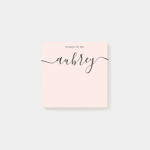 Girly Monogram Calligraphy Blush Pink Post-it Notes | Zazzle