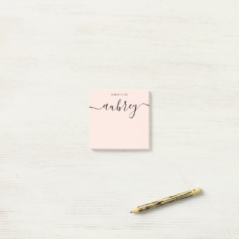 Girly Monogram Calligraphy Blush Pink Post-it Notes | Zazzle