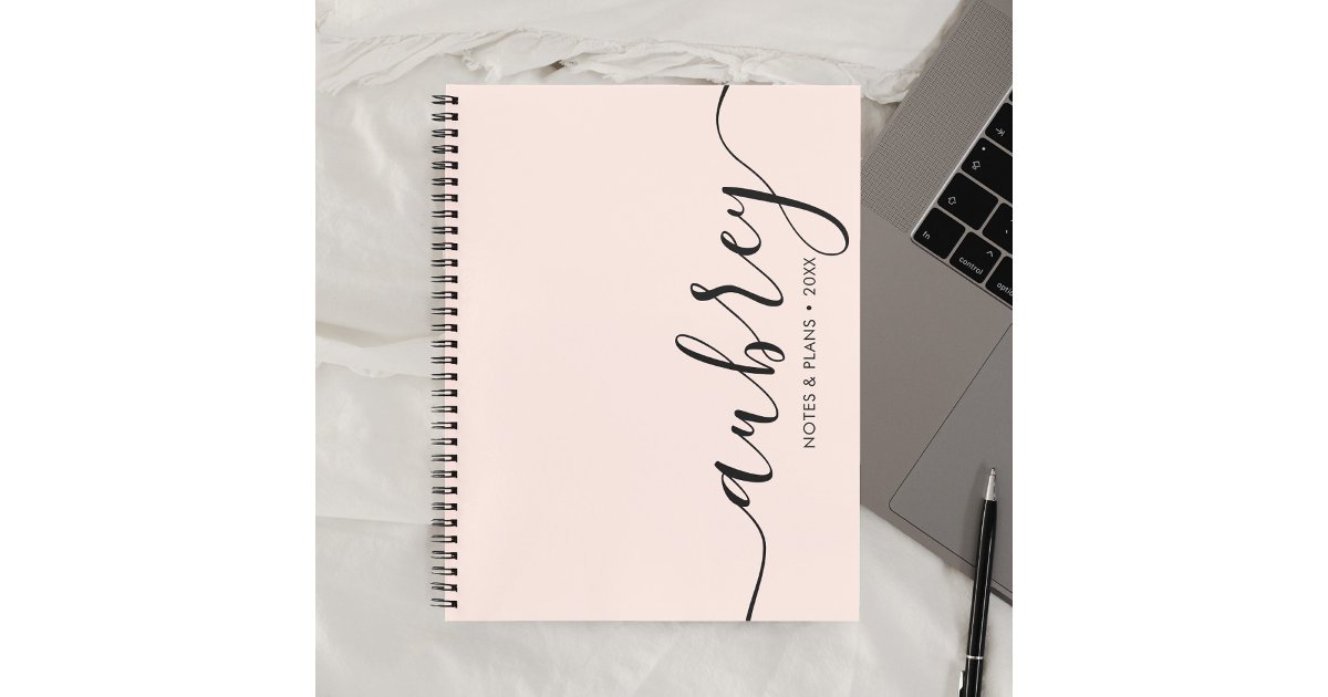 Girly Monogram Calligraphy Pink Notebook | Zazzle