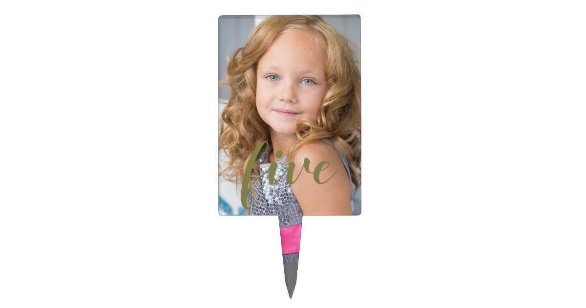 Girly Number Birthday Photo Cake Topper | Zazzle