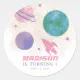 Girly Outer Space Watercolor Planet 1st Birthday Classic Round Sticker ...