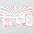 Girly Pastel Color Carnival Circus Ticket Birthday Invitation | Zazzle