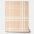 Girly Peach with Ivory White Grid Lines Nursery Wallpaper | Zazzle