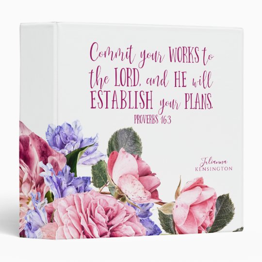 Girly Personalized Christian Bible Verse Floral 3 Ring Binder | Zazzle.com