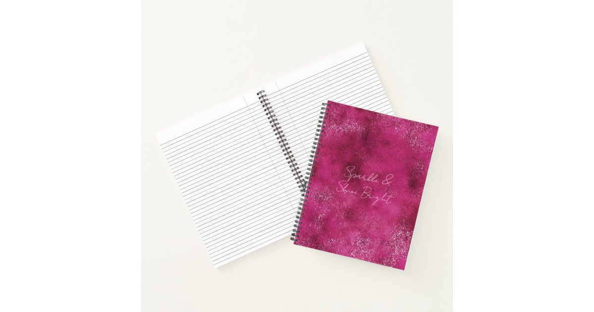 Girly Pink Abstract Glitz Glam Glitter Notebook | Zazzle