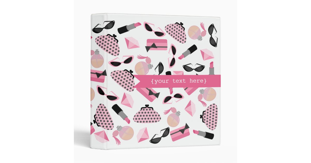 Girly Pink Accessories Personalized Binder | Zazzle