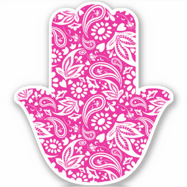 Girly Pink and White Hand of Fatima Sticker | Zazzle