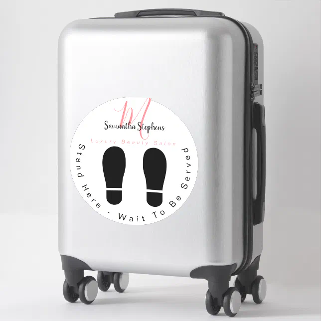 Girly Pink & Black Salon Wait Here Floor Sticker | Zazzle