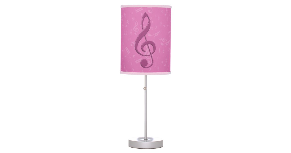 Girly Pink Clef and Musical Notes Table Lamp | Zazzle