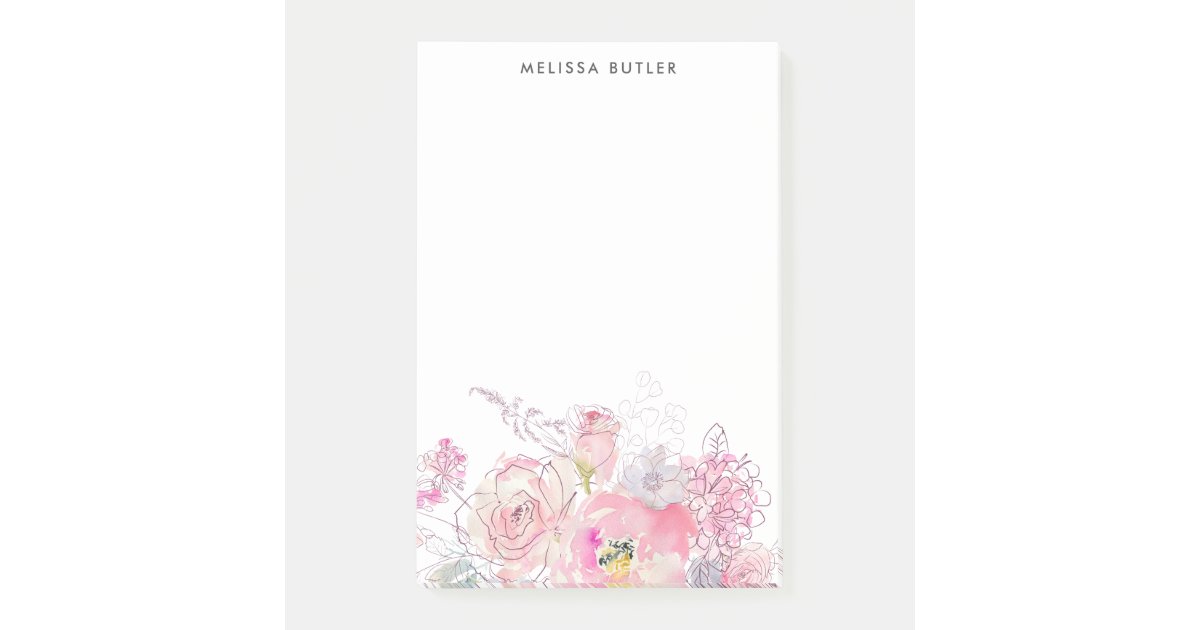 Girly Pink Floral Post-it Notes | Zazzle