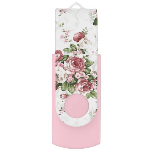 Girly Pink Floral USB Flash Drive | Zazzle