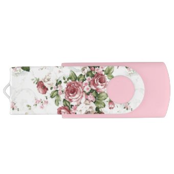 Girly Pink Floral USB Flash Drive | Zazzle