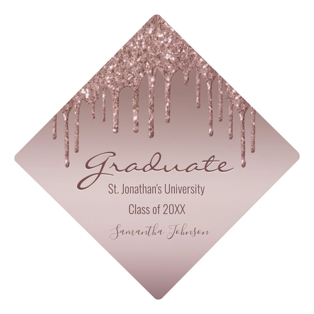 Girly Pink Glitter Class of 2022 Blush Pink Drip Graduation Cap Topper ...