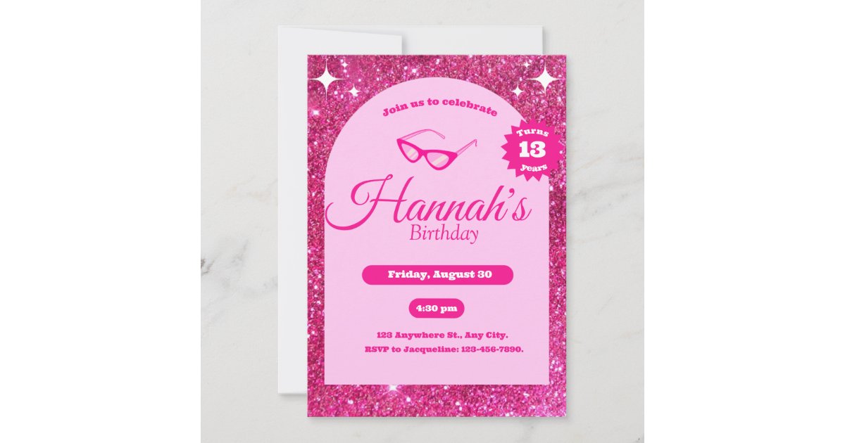 girly pink glitter cute Invitation | Zazzle
