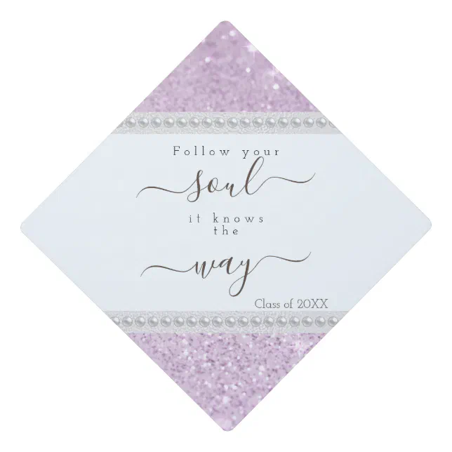 Girly Pink Glitter Inspirational Quote Class Year Graduation Cap Topper ...