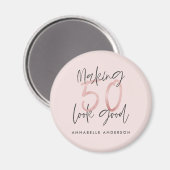 Girly pink glitter modern stylish 50th birthday magnet | Zazzle