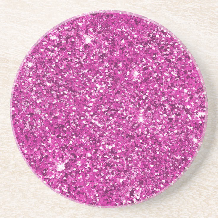 Girly Pink Glitter Ombre Sparkle Coaster | Zazzle