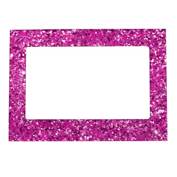 Girly Pink Glitter Ombre Sparkle Magnetic Frame | Zazzle