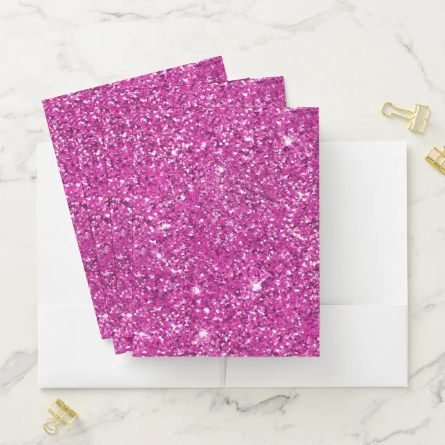 Girly Pink Glitter Ombre Sparkle Pocket Folder | Zazzle