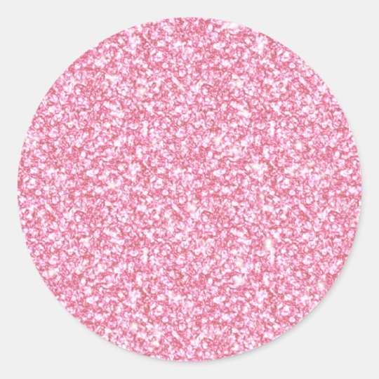 Girly Pink Glitter Printed Classic Round Sticker | Zazzle.com