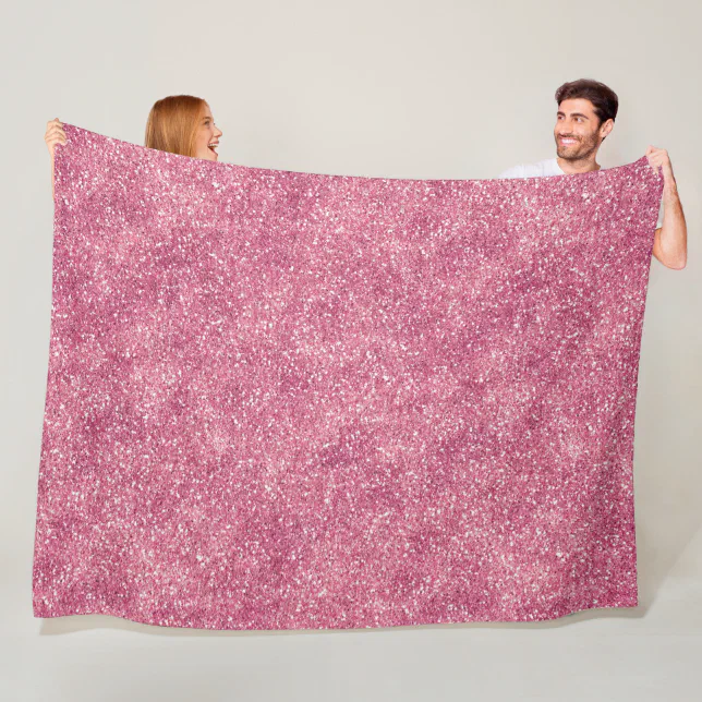 Girly Pink Glitter Sparkle Glitz Fleece Blanket | Zazzle