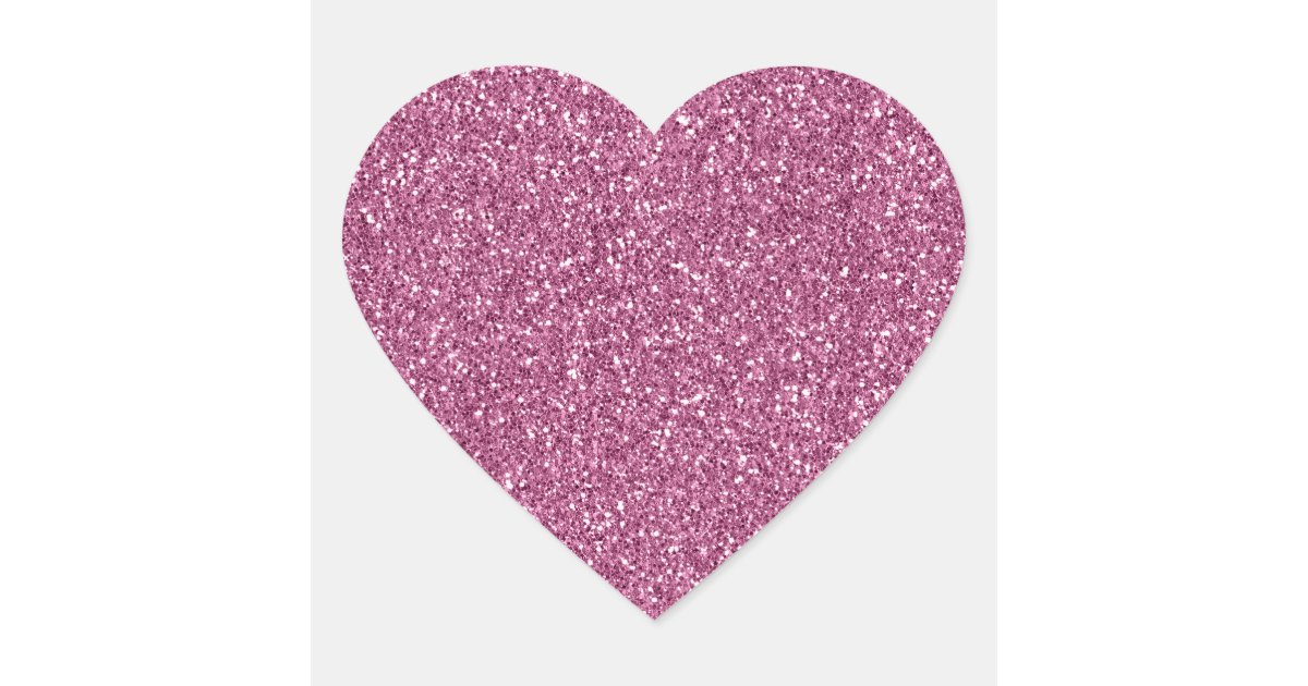 Girly Pink Glitzy Glam Sparkle Glitter Heart Sticker | Zazzle