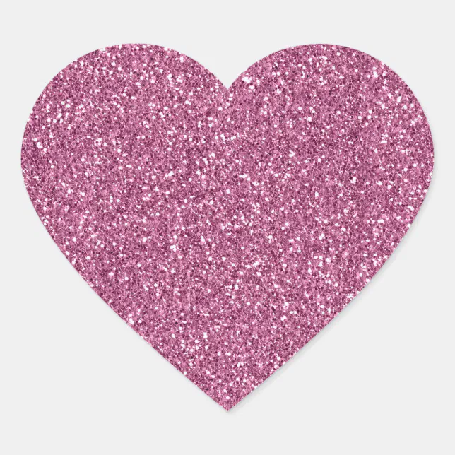 Girly Pink Glitzy Glam Sparkle Glitter Heart Sticker | Zazzle