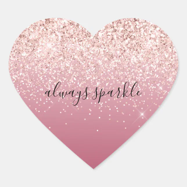 Girly Pink Glitzy Glitter Sparkle Heart Sticker | Zazzle