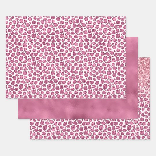 Girly Pink Glitzy Leopard Print Wrapping Paper Sheets | Zazzle.com