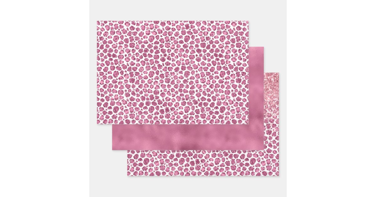 Girly Pink Glitzy Leopard Print Wrapping Paper Sheets | Zazzle