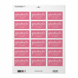 Girly Pink Graduation Modern Calligraphy Graduate Label | Zazzle