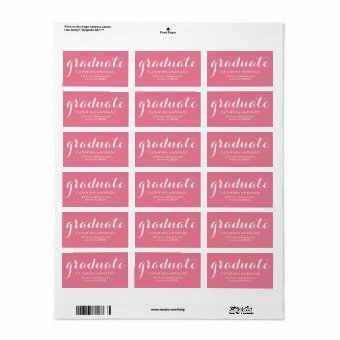 Girly Pink Graduation Modern Calligraphy Graduate Label | Zazzle