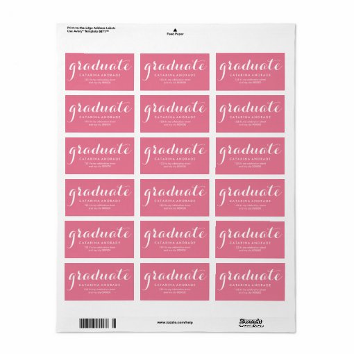 Girly Pink Graduation Modern Calligraphy Graduate Label | Zazzle