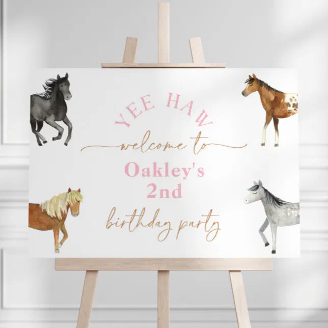 Girly Pink Horse Welcome Sign | Zazzle
